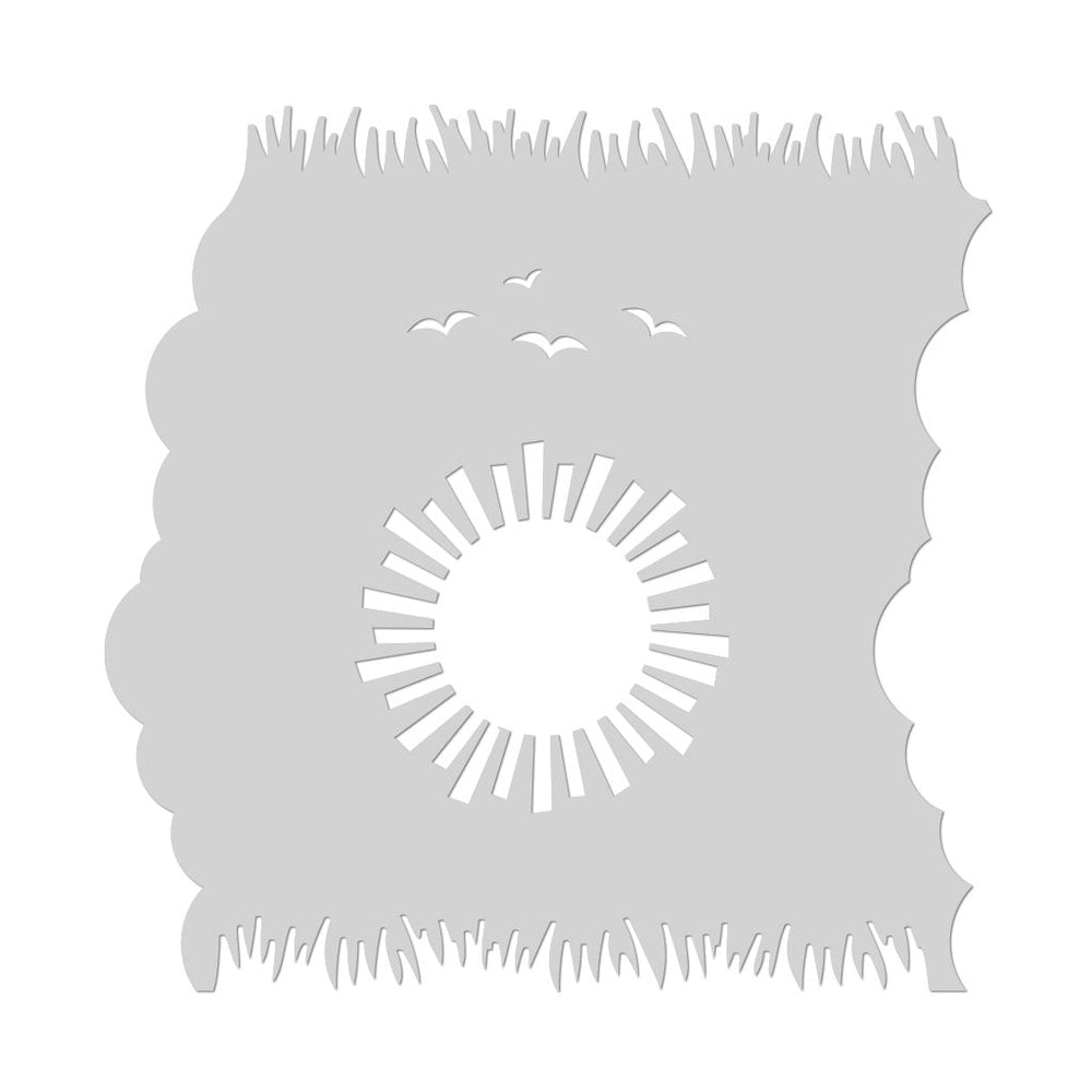 SA162 Clouds and Grass Scenic Stencil | Hero Arts