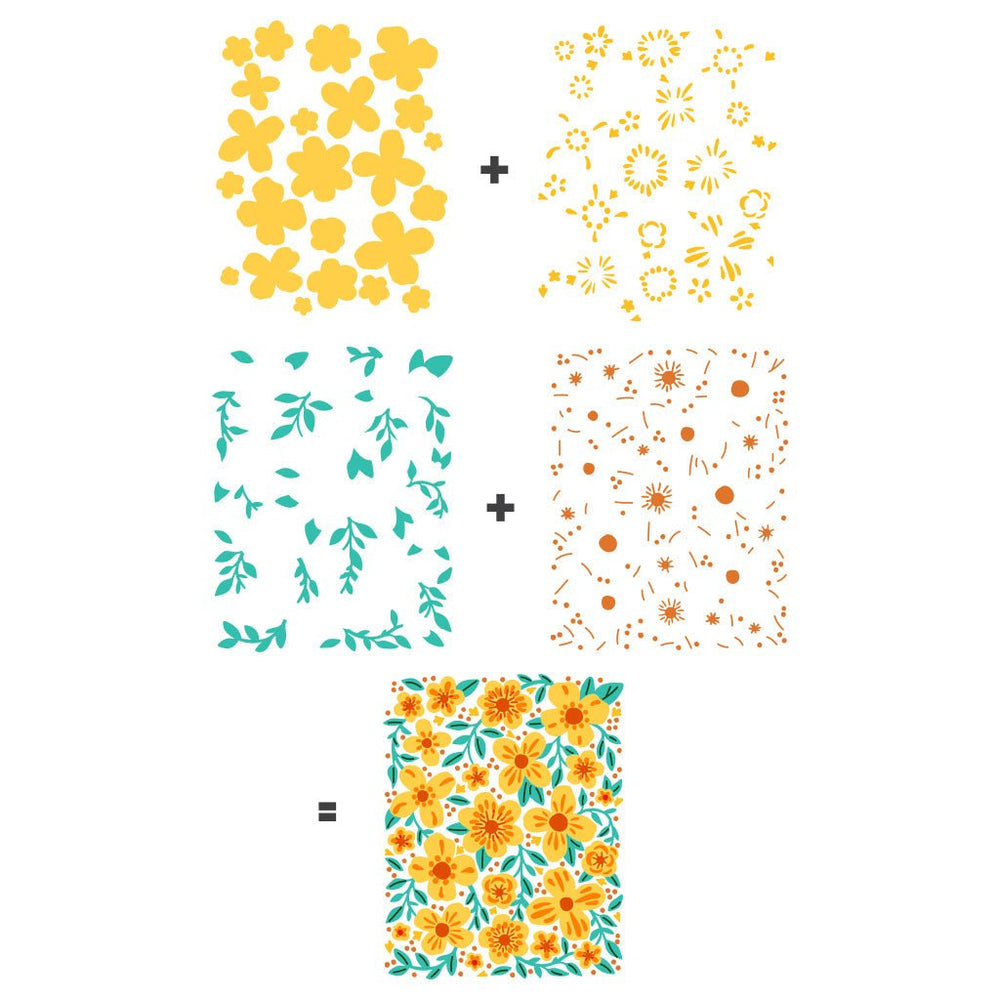 SA232 Color Layering Bold Flowers Stencils | Hero Arts