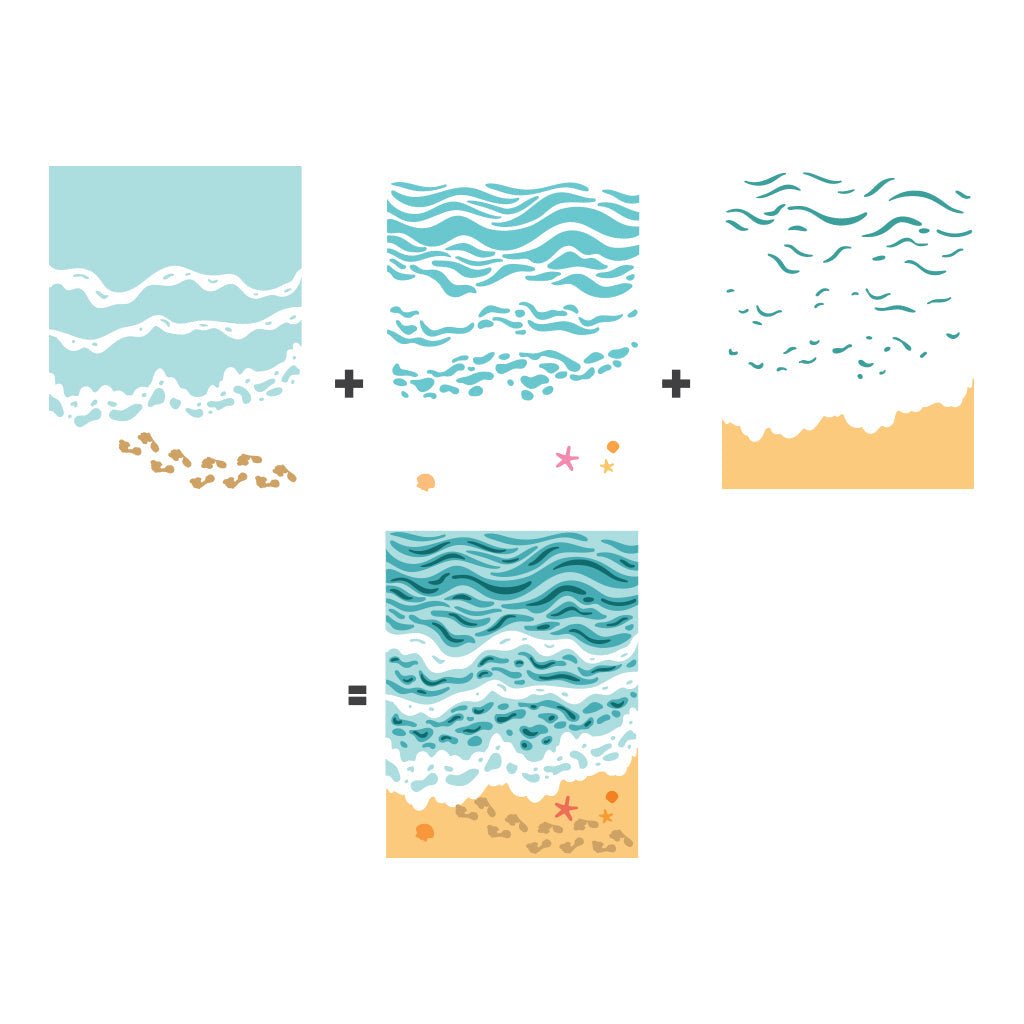 SA247 Color Layering Beach Floor Stencils | Hero Arts