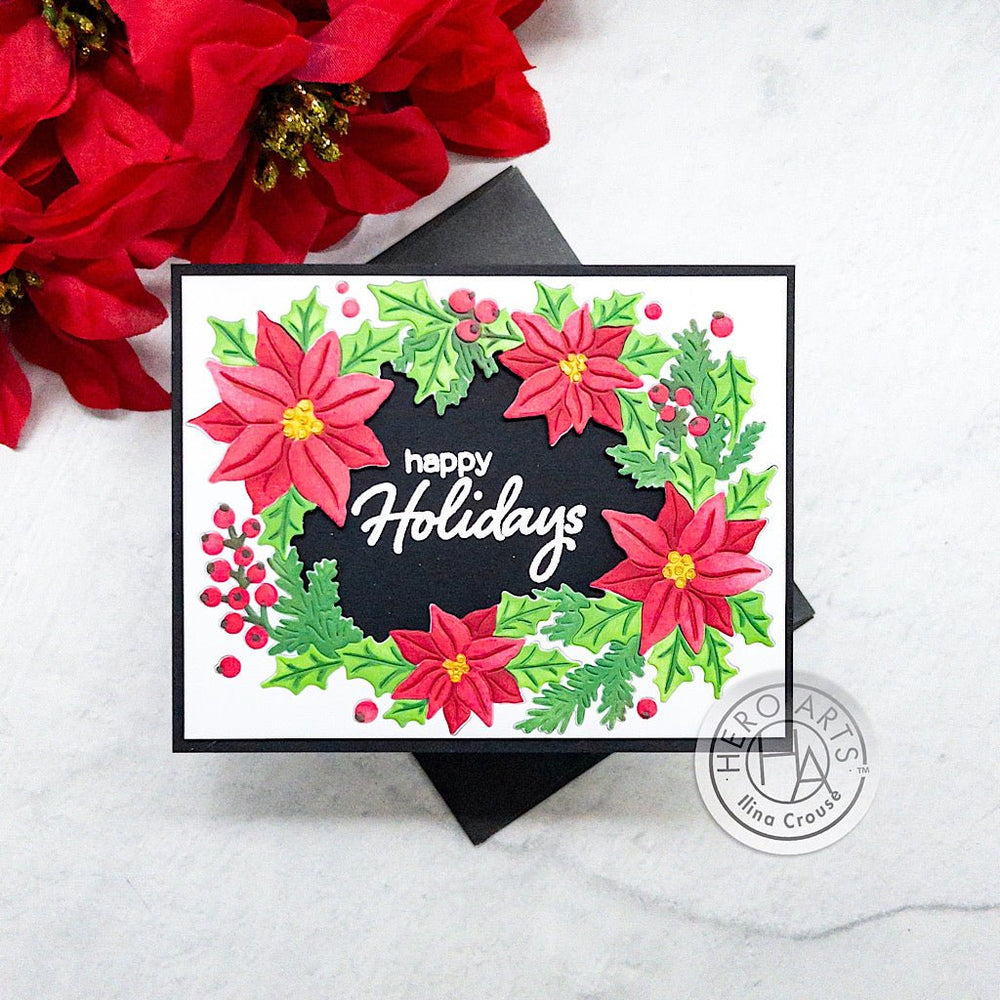 SA249 Color Layering Poinsettia Window Stencils | Hero Arts