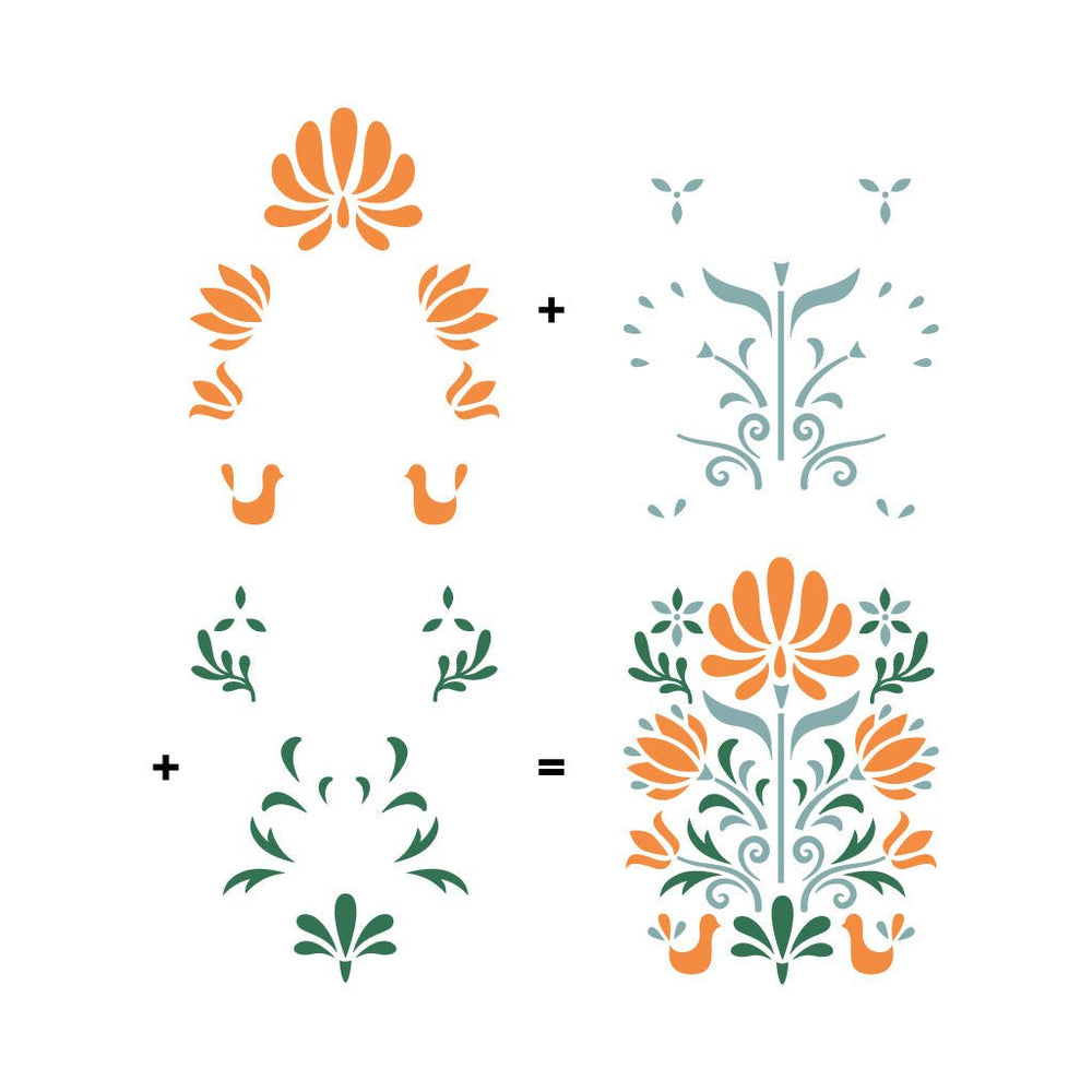 SA273 Color Layering Folk Art Stencils | Hero Arts
